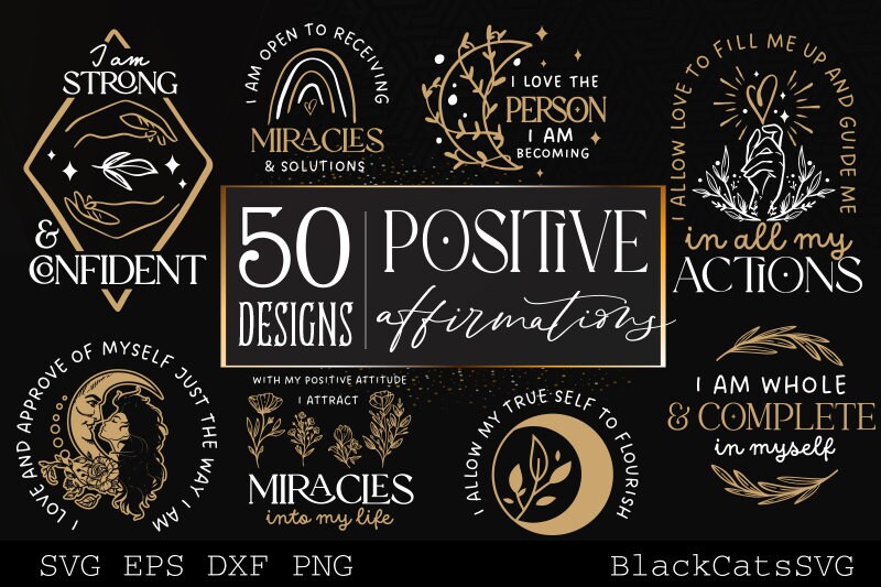 Positive Affirmations Bundle SVG 50 Designs - Etsy