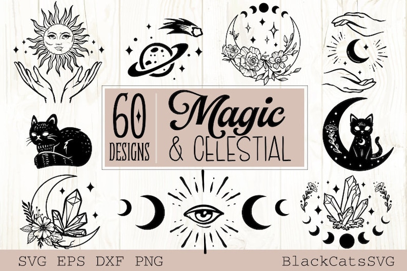 Magic and Celestial SVG Bundle 60 Designs - Etsy