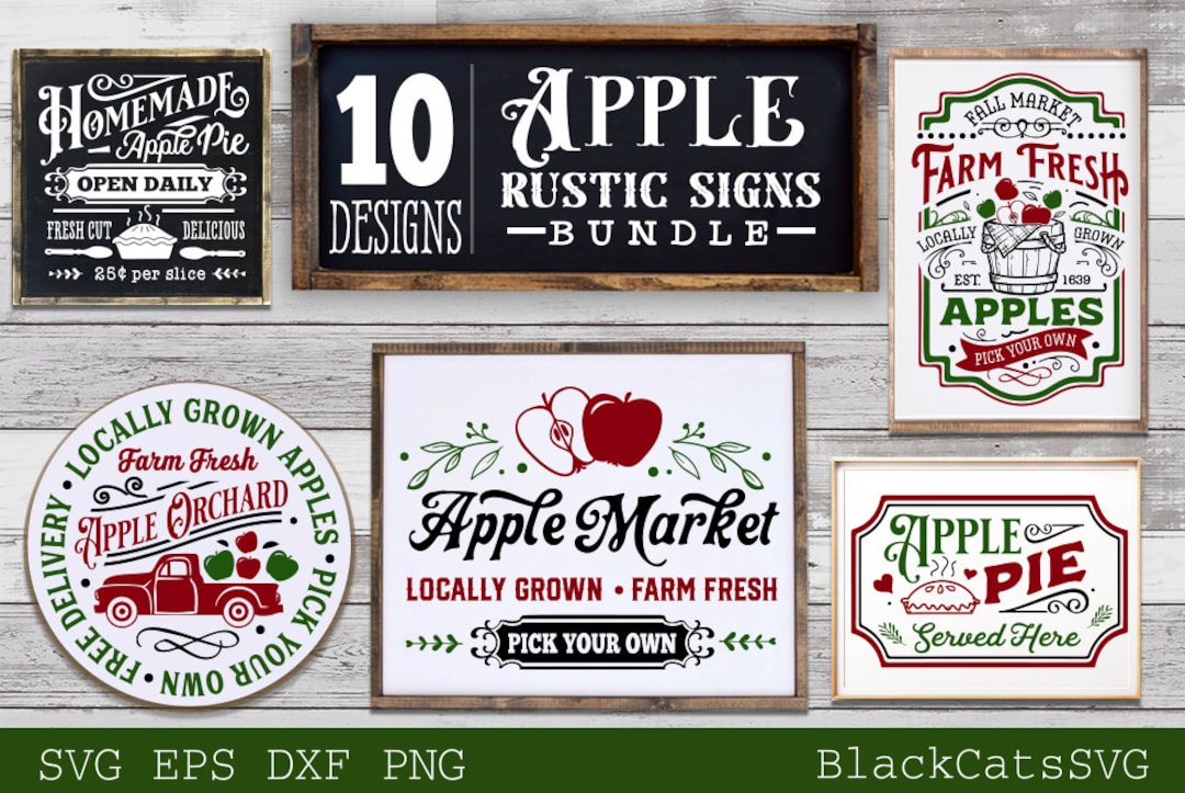 Apple Rustic Sign Svg, Rustic Fall Bundle Svg, Apple Bundle Svg, Rustic ...