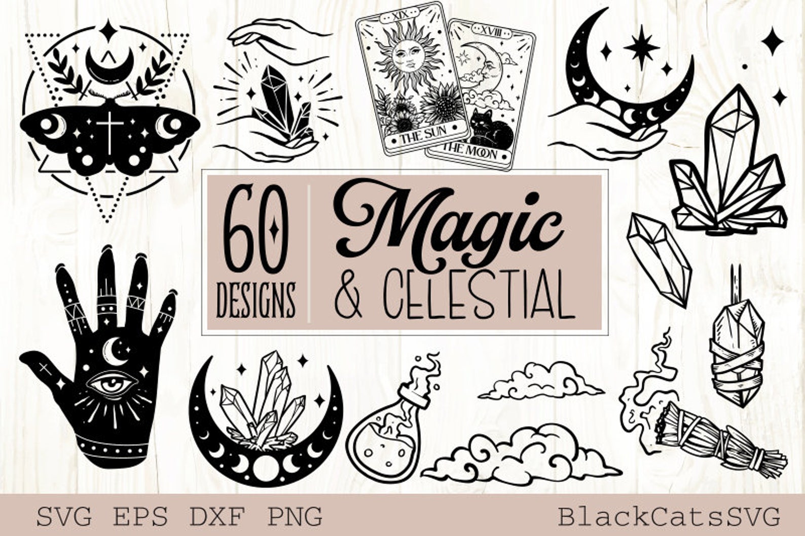 Magic and Celestial SVG Bundle 60 Designs - Etsy