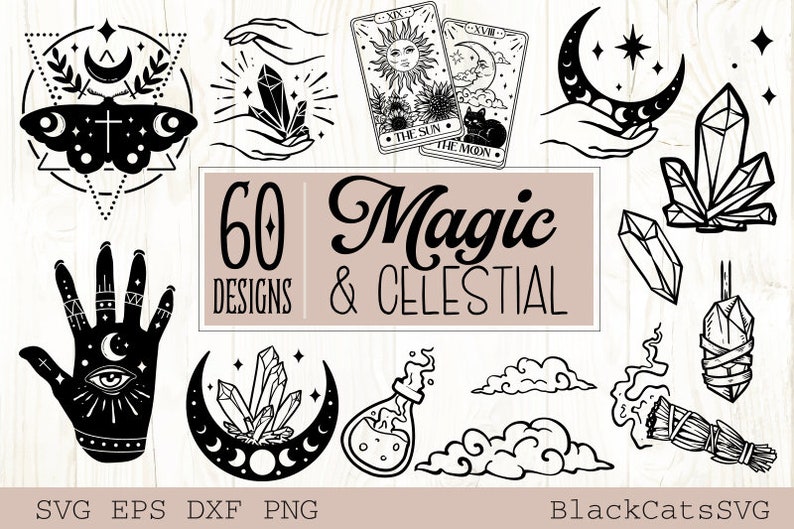 Magic and Celestial SVG Bundle 60 Designs - Etsy