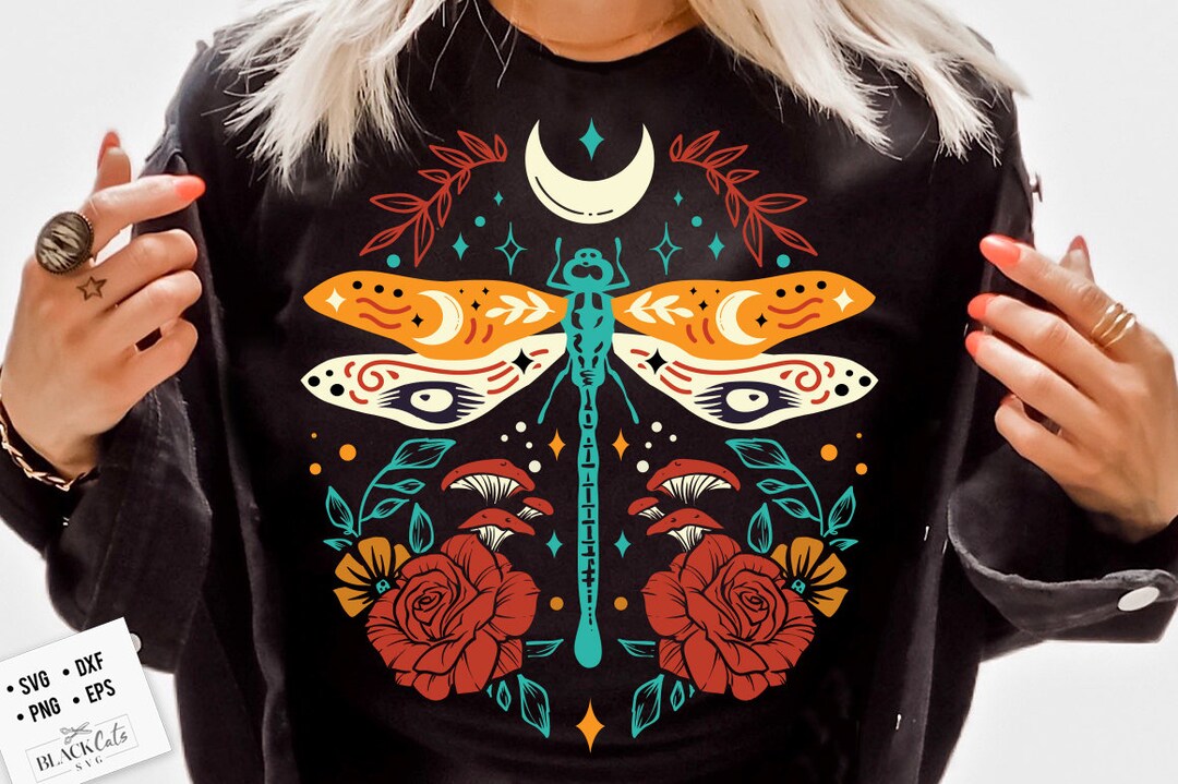Boho Dragonfly Svg, Scandinavian Svg, Botanical Svg, Folk Art T-svg ...