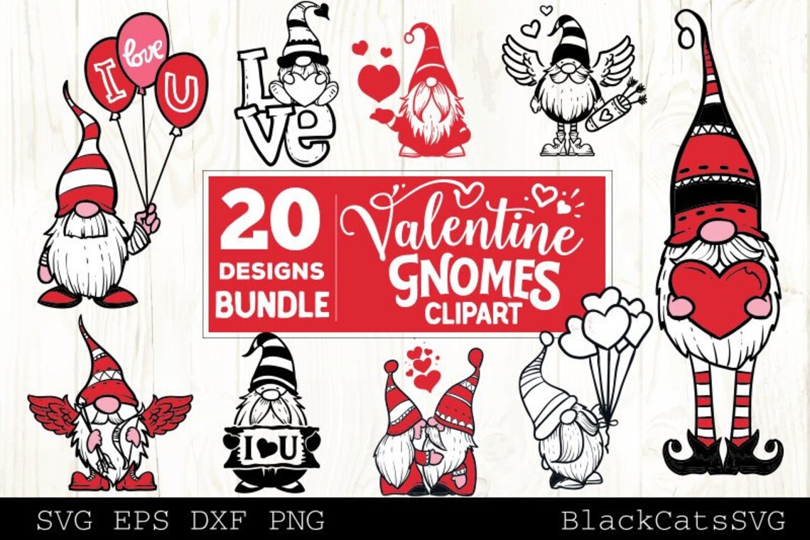 Valentine Gnomes SVG Bundle Gnome Clipart SVG 20 Designs | Etsy