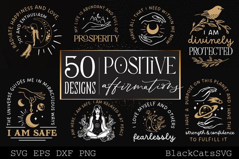 Positive Affirmations Bundle SVG 50 Designs - Etsy