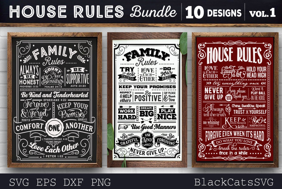House Rules Bundle SVG 10 Designs Vol 1 - Etsy