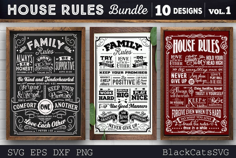 House Rules Bundle SVG 10 Designs Vol 1 - Etsy
