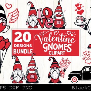 Valentine Gnomes SVG Bundle Gnome Clipart SVG 20 Designs - Etsy