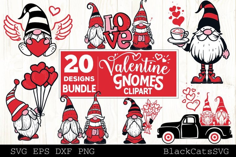 Valentine Gnomes SVG Bundle Gnome Clipart SVG 20 Designs | Etsy