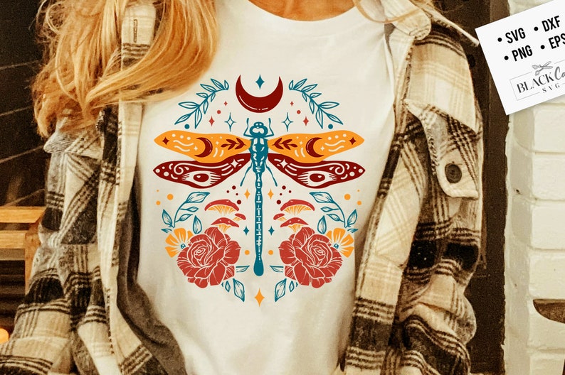 Boho Dragonfly Svg, Scandinavian Svg, Botanical Svg, Folk Art T-svg ...