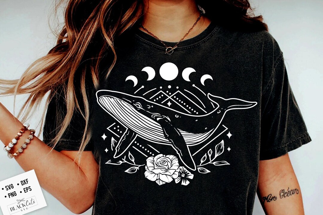 Celestial Whale Svg, Floral Whale Svg, Magic Whale Svg, Mystical Whale Svg, Boho Whale Svg ...