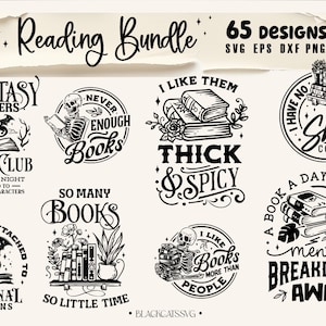 Reading Bundle 65 Designs SVG, Floral Books Svg, Book Lover Svg Bundle ...
