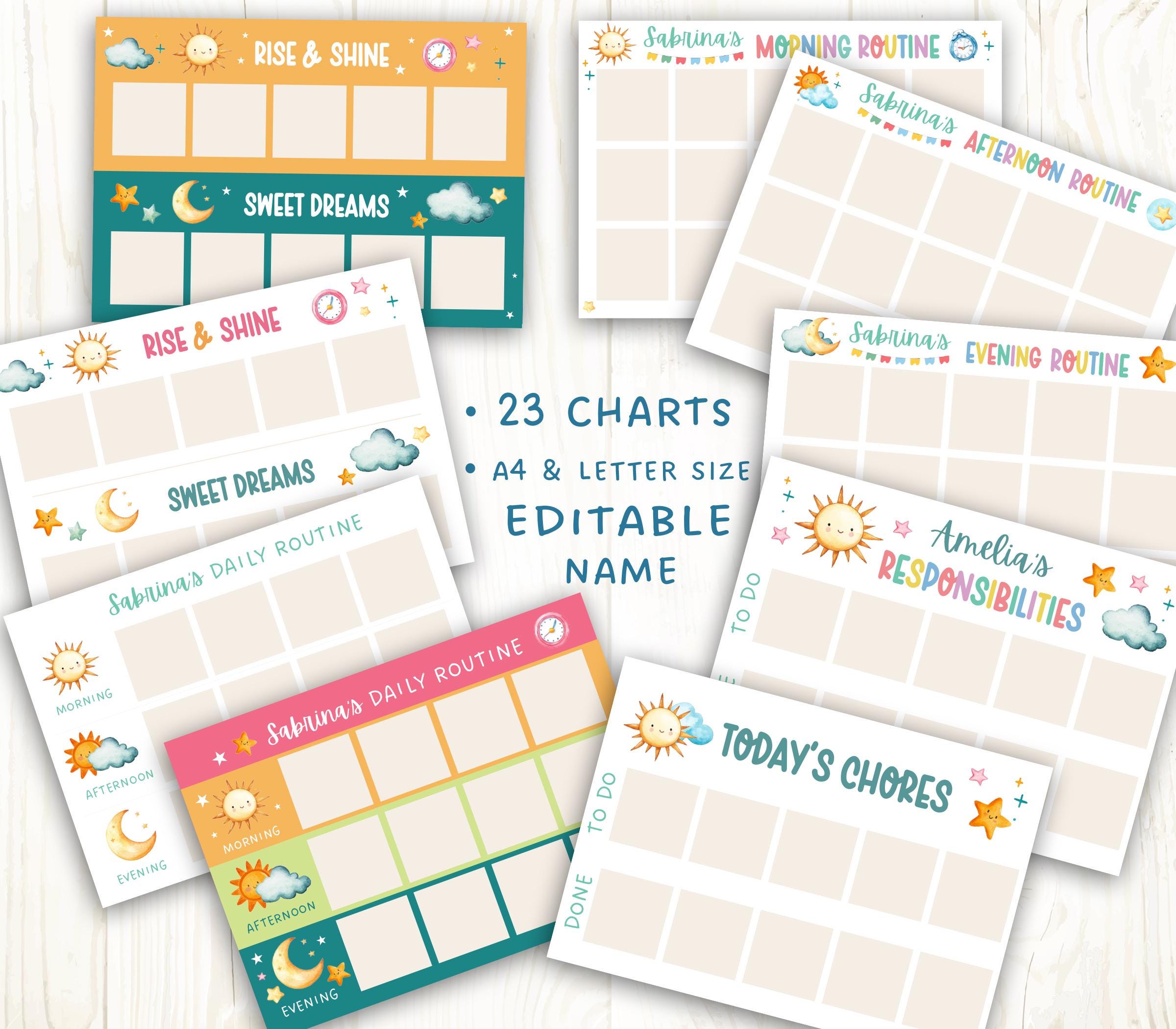 Routine Cards & Charts for Kids, 1200 Daily Routine Cards, Routine ...