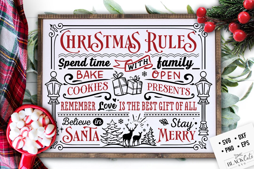 Christmas Rules Svg, Christmas Wall Art Svg, Christmas Subway Svg ...