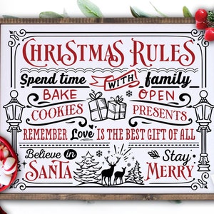 Christmas Rules Svg Christmas Wall Art Svg Christmas Subway - Etsy