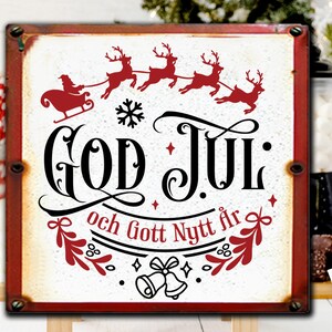 God Jul Svg, Scandinavian Christmas Svg, God Jul Round Ornament Svg ...