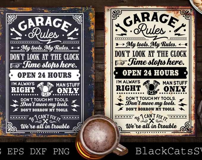 Dad's Garage Rules Svg, Father's Day, Dad Birthday Svg, Cut Files, Sign ...