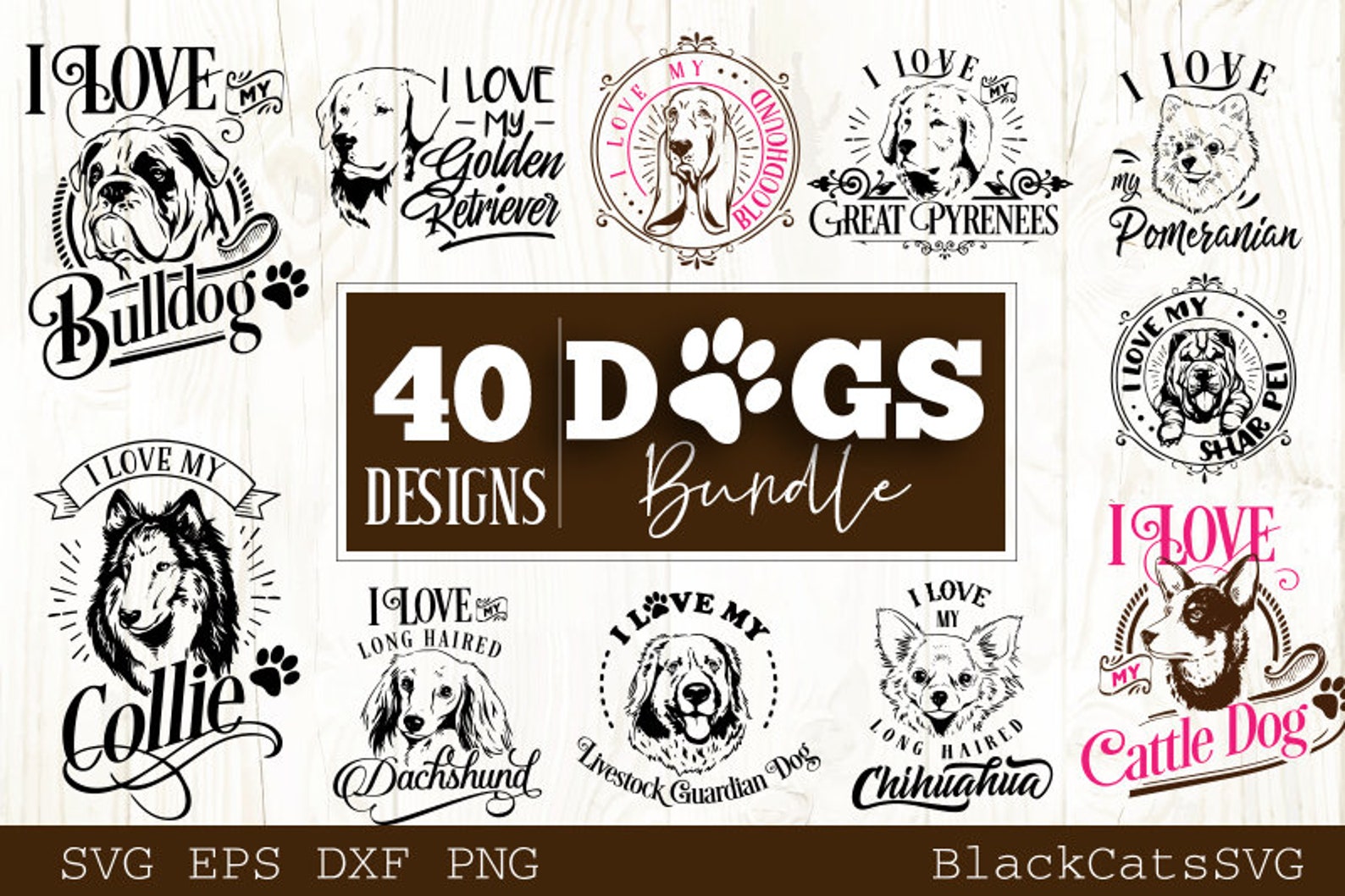 Dogs SVG Bundle 40 Designs - Etsy