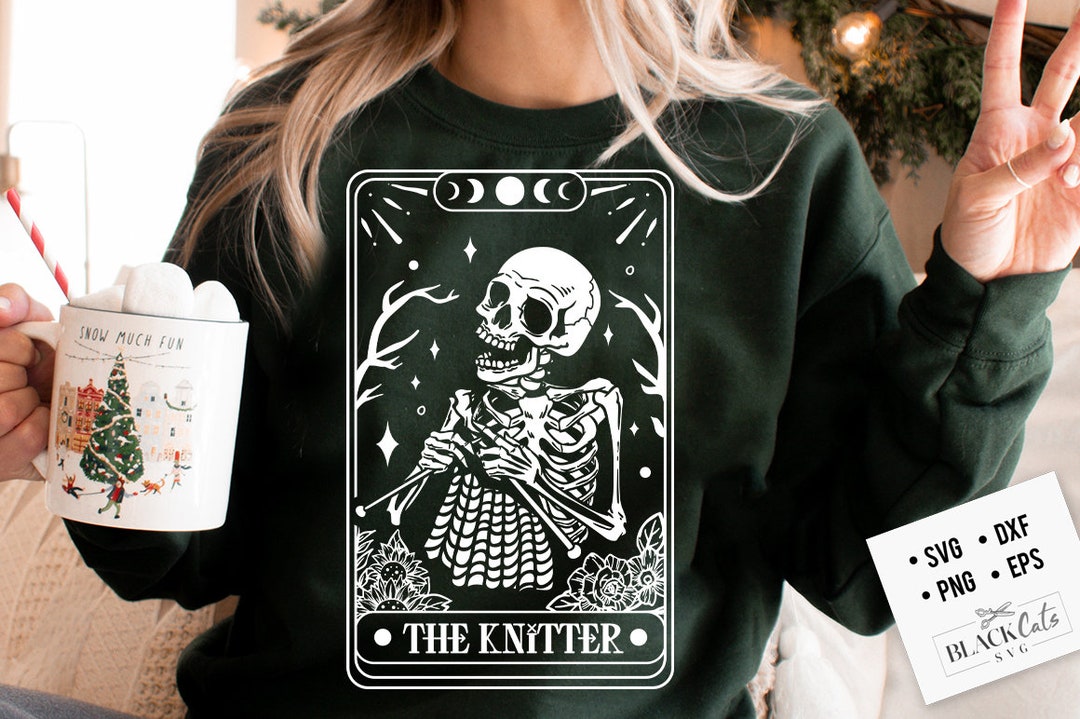 The Knitter Tarot Card SVG, Skeleton Knitting Svg, the Knitter Svg ...