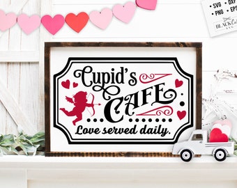 Little Cupid's Cafe Love is Brewing Sign SVG Cut File for Cricut and ...