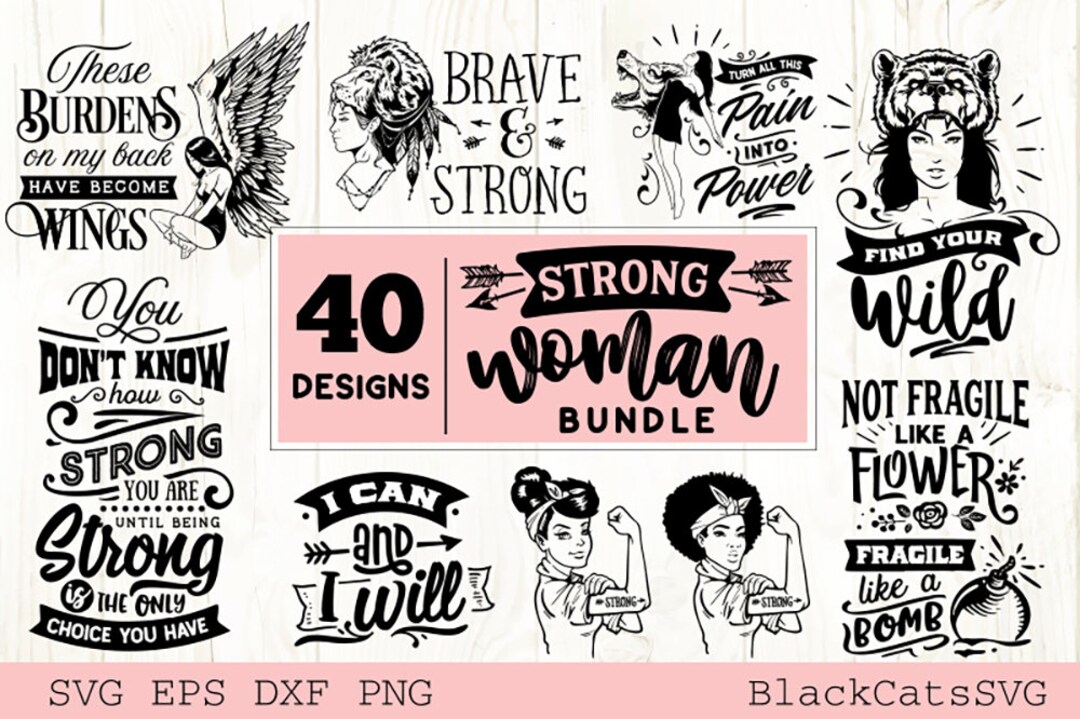 Strong Woman SVG Bundle 40 Designs - Etsy