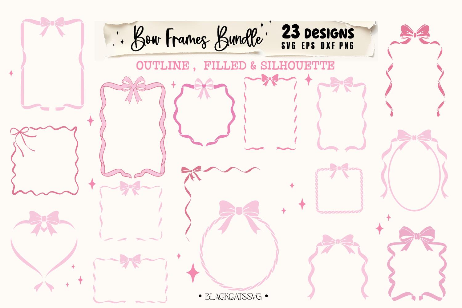 Bow Frames Bundle Svg, Coquette Bows SVG, Bow Svg Bundle, Wavy Borders ...