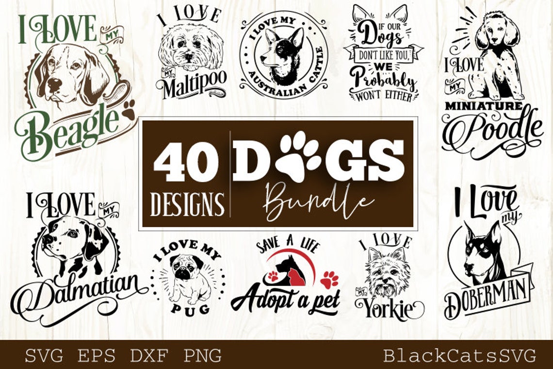 Dogs SVG Bundle 40 Designs - Etsy