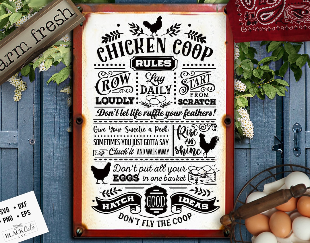 Chicken Coop Rules Svg, Chicken Coop Svg, Funny Chickens Svg, Coop Svg ...