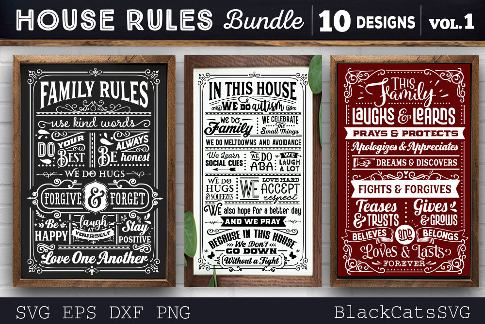 House Rules Bundle SVG 10 Designs Vol 1 - Etsy