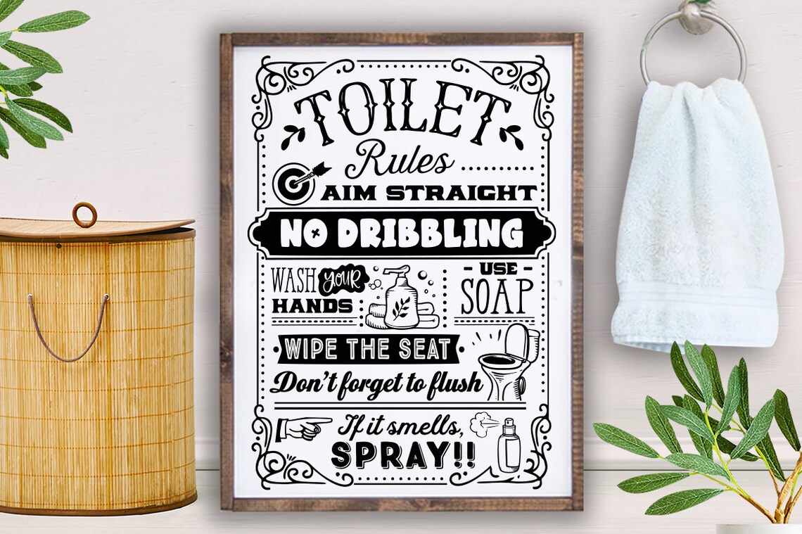 Toilet Rules Svg Bathroom SVG Bath SVG Rules SVG Farmhouse | Etsy UK