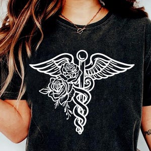 Floral Caduceus Svg, Caduceus Svg,caduceus Illustration Svg, Caduceus ...