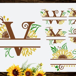 Sunflower Split Font Monogram SVG - Etsy