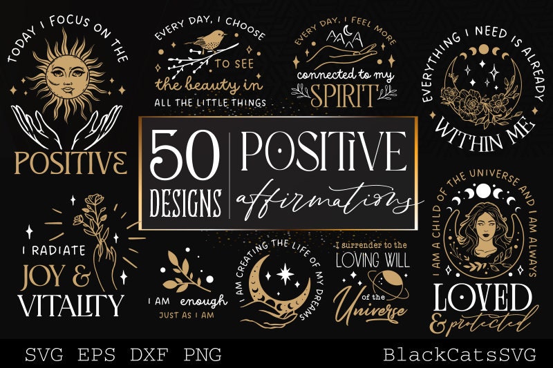 Positive Affirmations Bundle SVG 50 Designs - Etsy