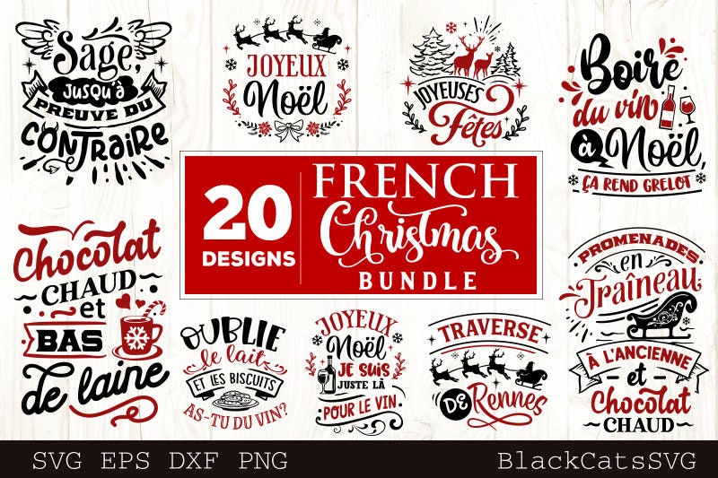 French Christmas SVG Bundle 20 Designs - Etsy Canada
