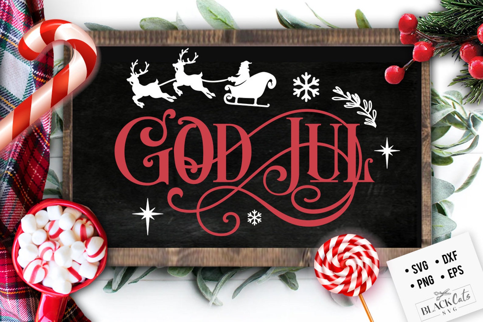 God Jul Svg, Scandinavian Christmas Svg, God Jul Christmas Svg ...