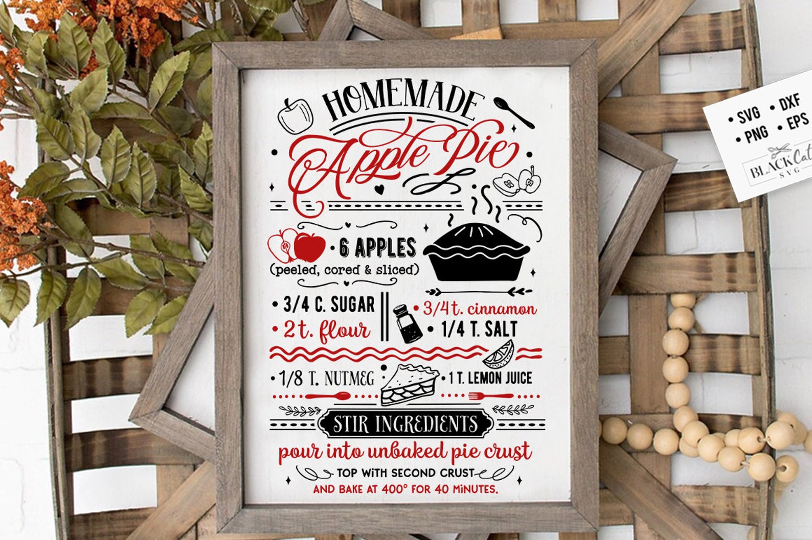 Apple Pie Recipe Svg, Homemade Apple Pie Svg, Fall Recipe Svg, Autumn ...