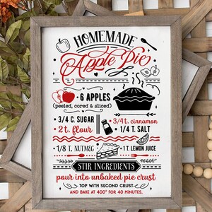 Apple Pie Recipe Svg, Homemade Apple Pie Svg, Fall Recipe Svg, Autumn ...