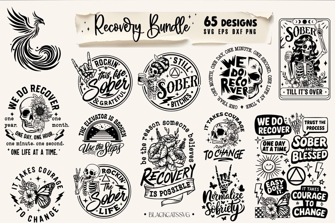 Recovery Bundle 65 Designs SVG, Sobriety Svg, Addiction Recovery Svg ...