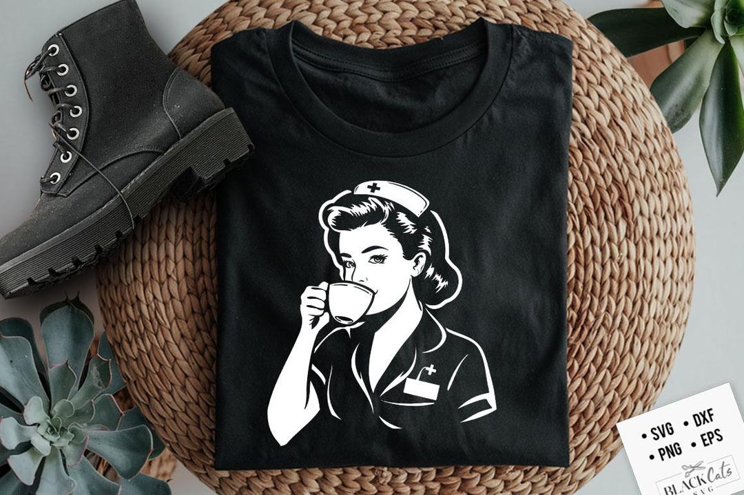 Nurse and Coffee Clipart Svg, Nurse With Coffee Svg, Nurse Life Mode ...