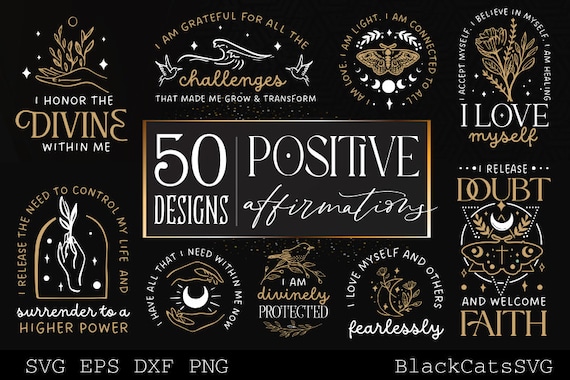 Positive Affirmations Bundle SVG 50 Designs - Etsy