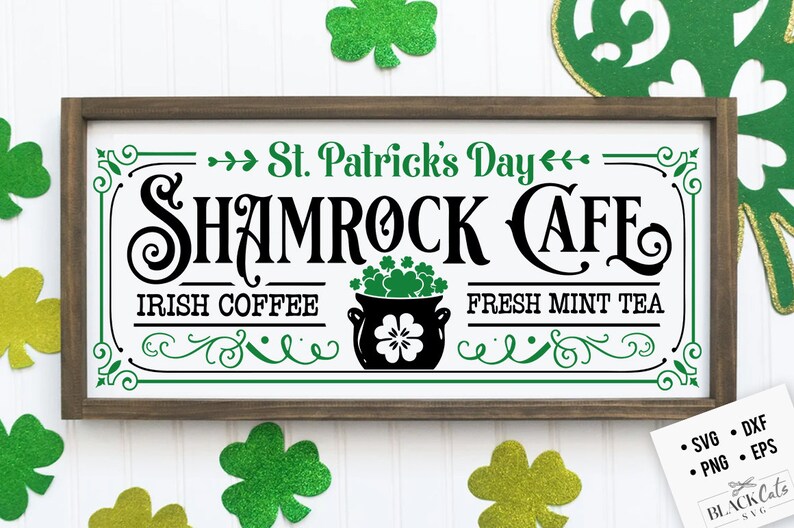 Shamrock Cafe Svg Long Sign Shamrock Cafe Svg Farmhouse St - Etsy