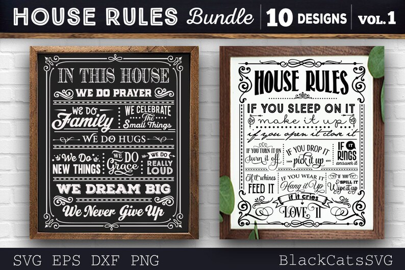 House Rules Bundle SVG 10 Designs Vol 1 - Etsy