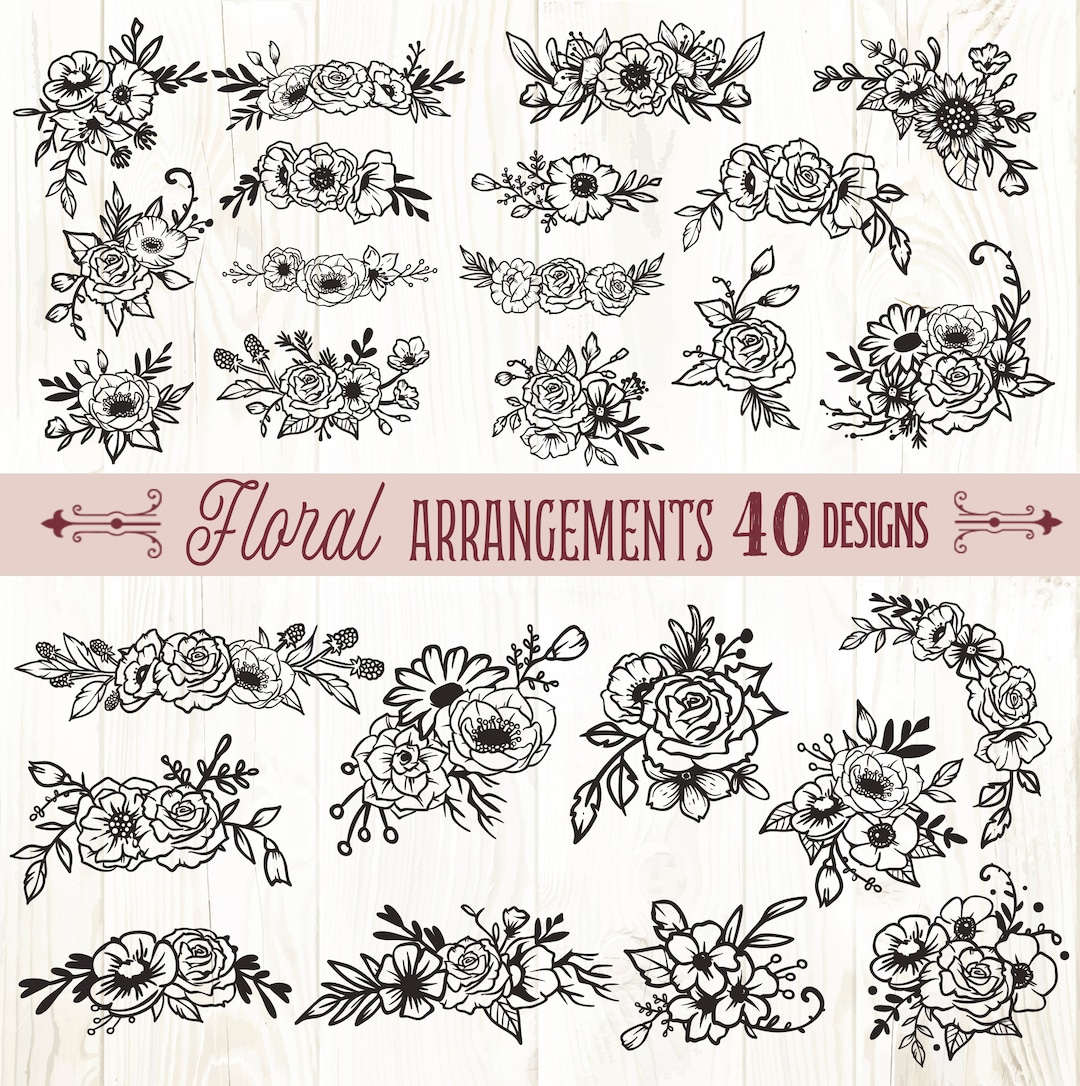 Floral Arrangements Svg, Flower Svg Bundle , Floral Border Svg,flower ...