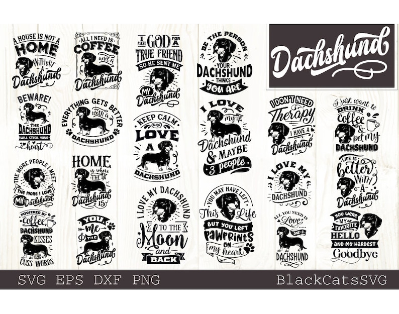 Dachshund Bundle SVG 20 Designs Dachshund Dog Svg I Love My - Etsy