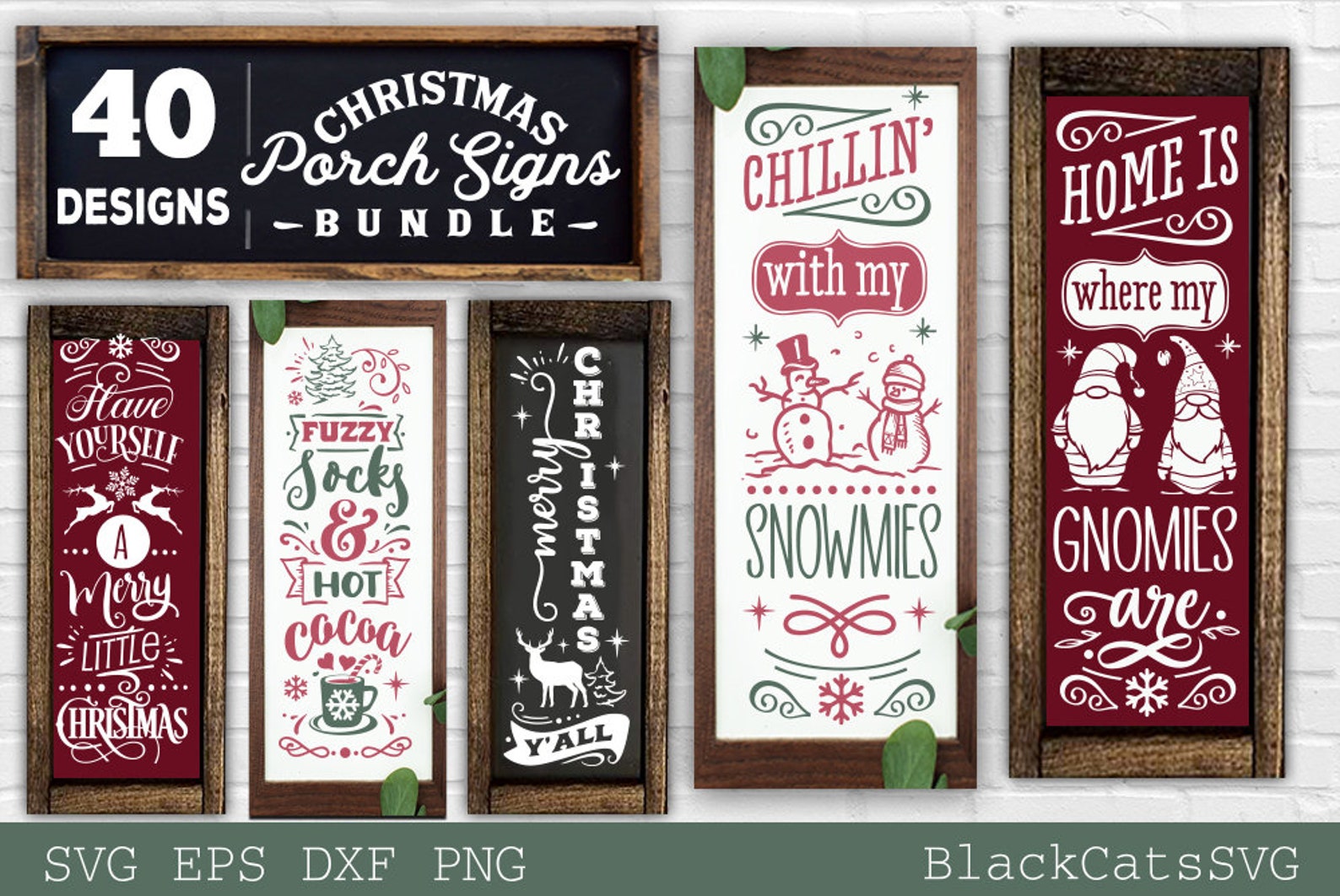 Christmas Porch Sign SVG Long Sign Santa SVG Vertical Signs | Etsy