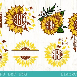 Sunflower Monograms SVG Bundle 15 Designs - Etsy