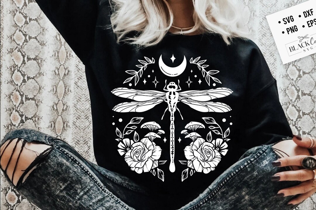 Magic Dragonfly Svg, Floral Dragonfly SVG, Moon Dragonfly Svg, Magic ...