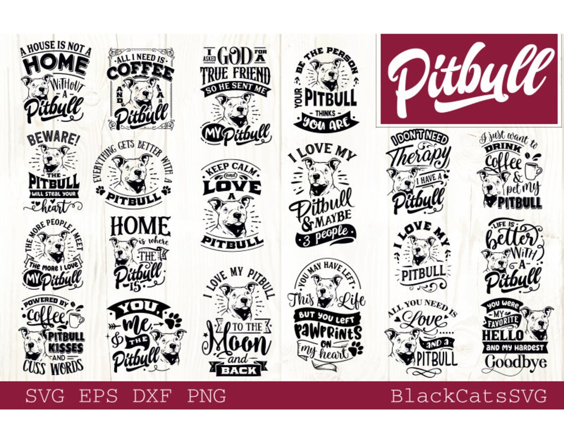 Pitbull Bundle SVG 20 Designs, Pitbull Dog Svg, I Love My Pittie Svg ...
