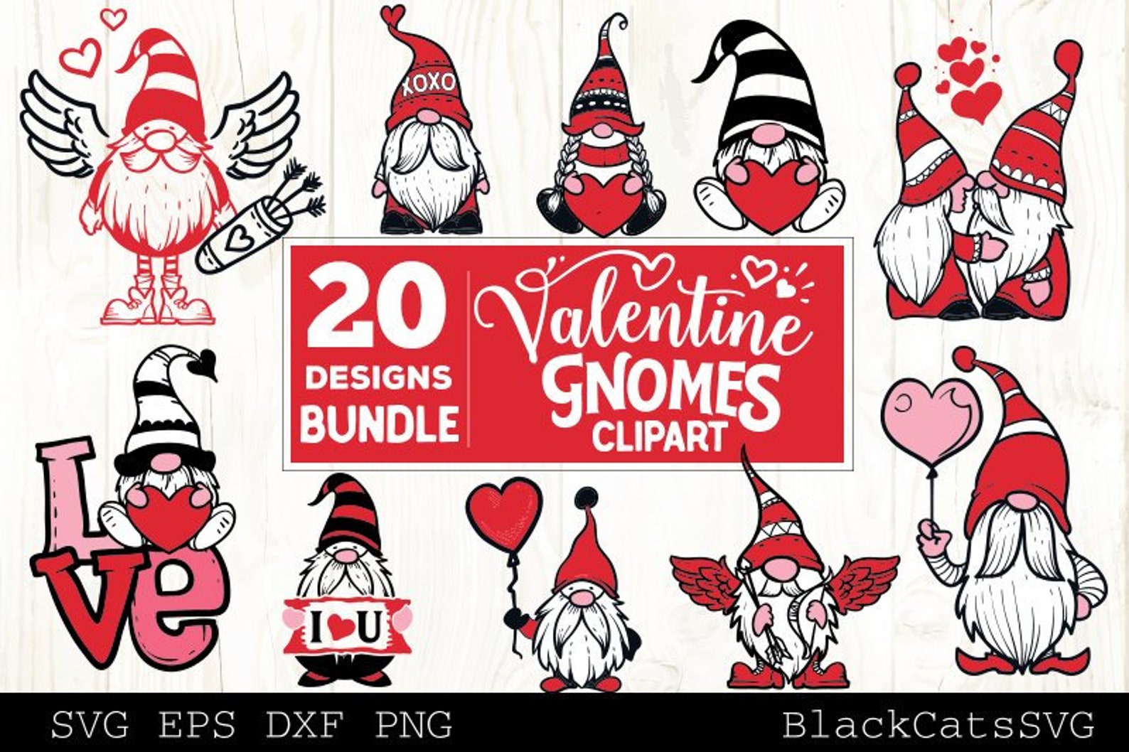 Valentine Gnomes SVG Bundle Gnome Clipart SVG 20 Designs | Etsy