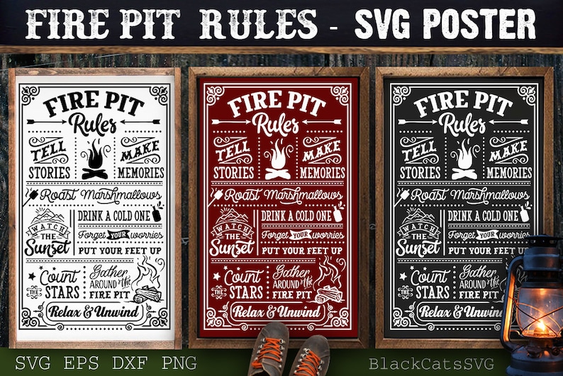 Fire Pit Rules Svg, Welcome to Our Fire Pit Svg, Fire Pit Poster Svg ...