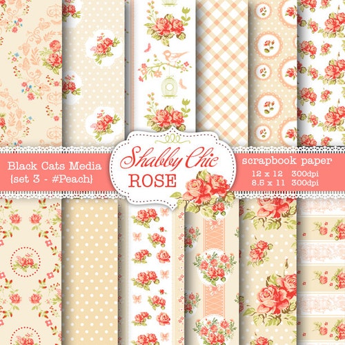 Shabby Chic Digital Paper:shabby LACE Peach Floral - Etsy
